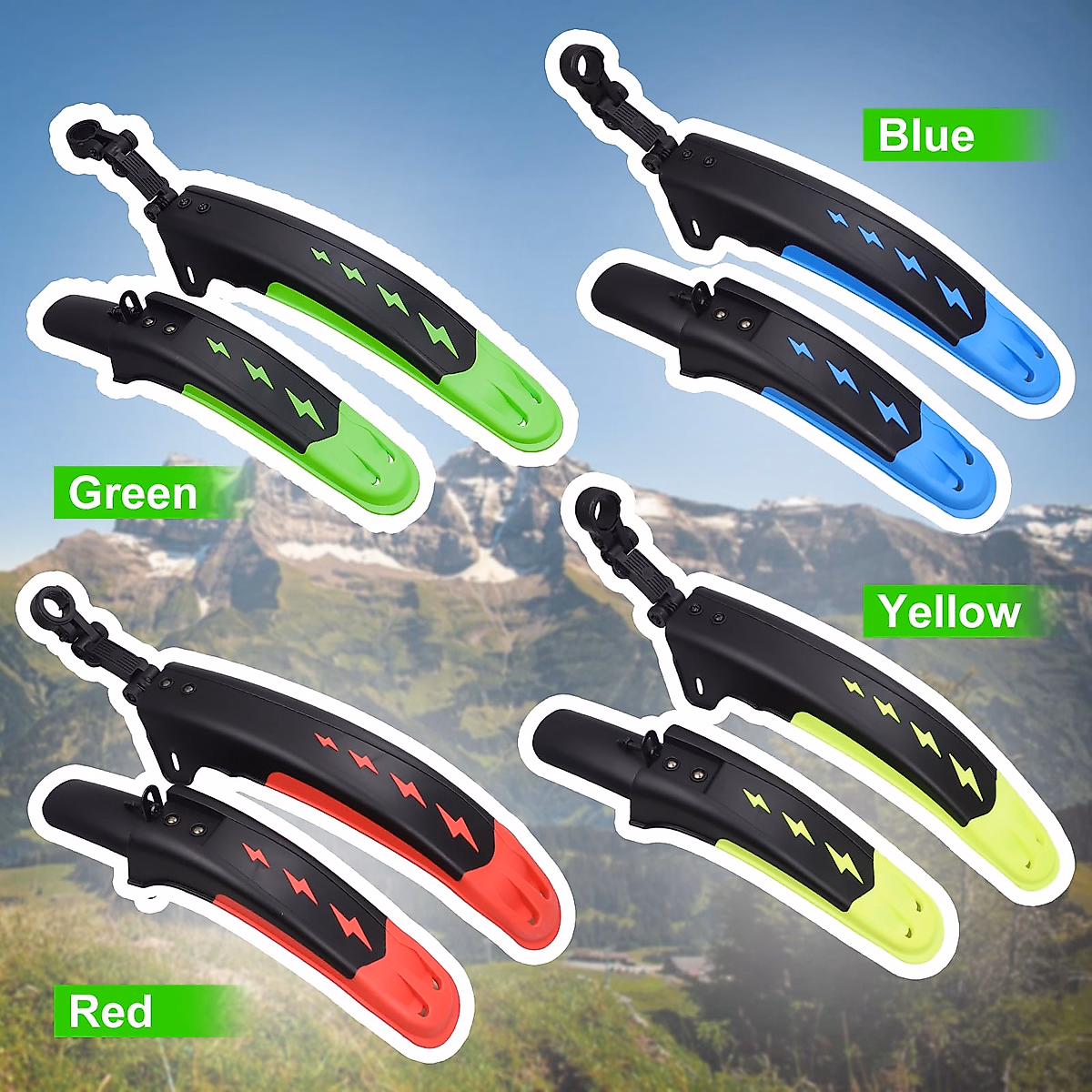 MAKELEN Bike Fender Set Mudguard Set Front and Rear 2 Parts-Universal Full Cover Thicken Widen Bicycle Adjustable Bike Fender Mud Guard Mudflap for MTB Road Bike Mountain Bike Black&Green