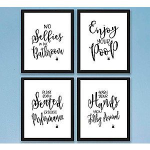 TheNameStore Bathroom Quotes and Sayings Art Prints | Set of Four Photos 8x10 Unframed | Great Gift for Bathroom Decor