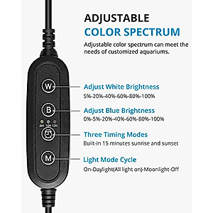 NICREW AquaLux White and Blue LED Aquarium Light, Intensity Adjustable Freshwater Fish Tank Light with 8/10/12 Hours Timer, Sunrise and Sunset Function, 12-18 Inch, 6 Watts