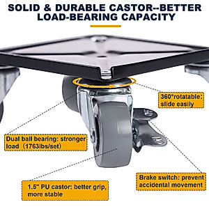 Upgraded Furniture Mover with Wheels, Craftforce Furniture Dolly & Furniture Lifter, Lockable & 360° Rotatable Steel Moving Tool for Moving Furniture Refrigerator Sofa Cabinet, 1763 lbs Capacity