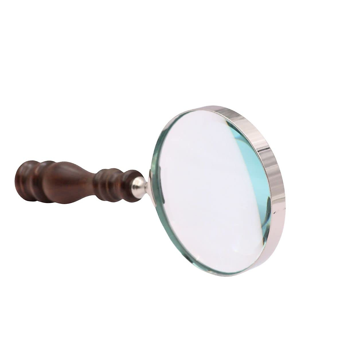 10x Handheld Magnifying Glass Lance with Hardwood Designer Handle Magnifier Loupe, Storage Heavy Cloth Pouch