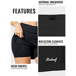 BALEAF Women's Golf Skorts Tennis Skirts with Pockets Athletic Running Workout Sports Black Size L