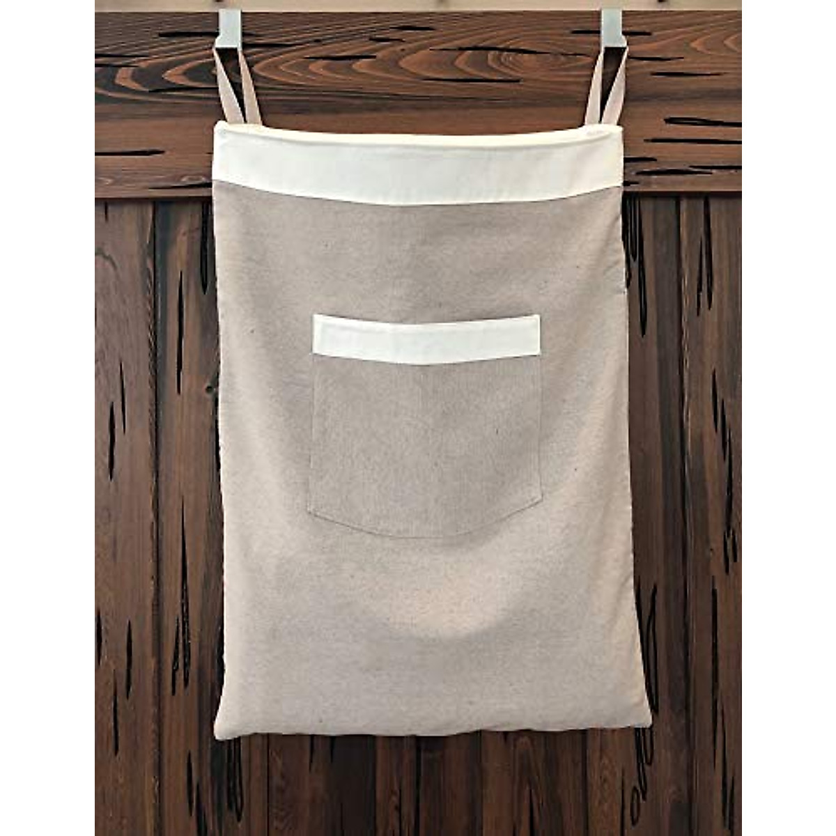 Over The Door Hanging Laundry Hamper Bag - Beautiful Linen - Drawstring Closure With Carry Strap - HOOKS NOT INCLUDED*