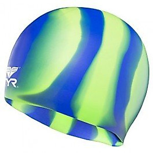TYR Multi Colour Silicone Swim Cap Green/Blue