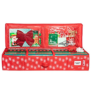 Wrapping Paper Storage Container – Fits up to 27 Rolls 1 3/8” Diam. - Underbed Gift Wrap Organizer Bags, Wrapping Paper Rolls, Ribbon, and Bows - Under Bed- Durable Material 600D - Up to 40” Rolls