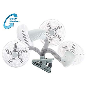 O2COOL 4 Inch Clip On Stroller Fan, Portable Battery Operated for Outdoor, Car Seat and Baby Crib. Flexible Neck and Adjustable Head for Multi-directional Cooling (Grey)