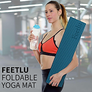 Foldable Yoga Mat-1/4 Inch Thick - Easy to Storage Travel Yoga Mat Foldable Lightweight for Fitness - Anti Slip Folding Exercise Mat for Yoga, Pilates, Home Workout & Floor Exercis