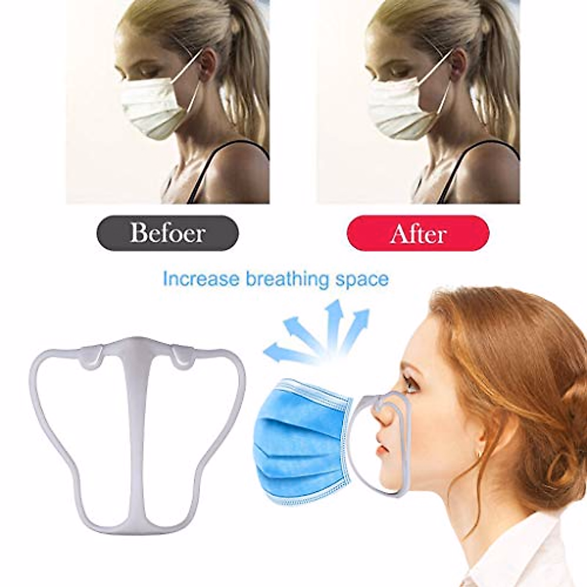 Sweetums Signatures 5/10/20pc 3D Food Grade Silicone Face Wearing Holder & Support- Increases Breathing Space to Help Breathe Smooth,Protect Makeup, do not Stick Lipstick (10PC)