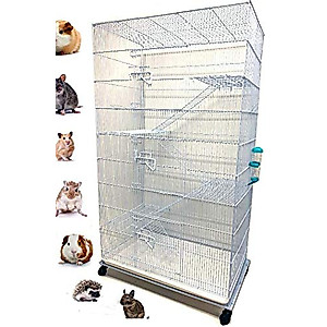 X-Large 5-Levels Ferret Chinchilla Sugar-Glider Rats Mice Gerbil Cage with Removable Rolling Stand, 32-Inch by 19-Inch by 60-Inch