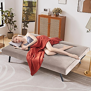 AMICLIBER Convertible Sofa Memory Foam Futon Sofa Bed Sleep Plitback LoveSeat Daybed Sofa for Living Spaces,Apartment,Khaki