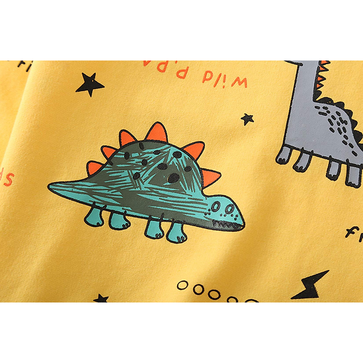 Toddler Baby Boy Clothing Sets Little Dinosaur Printed Long Sleeve Tops and Pants Kids 2pcs Outfits (1-Yellow, 2-3T)