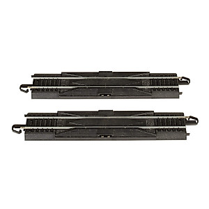 Bachmann Trains - Snap-Fit E-Z TRACK 9” STRAIGHT RERAILER (2/card) - STEEL ALLOY Rail With Black Roadbed - HO Scale