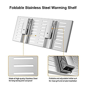 Universal Grill Foldable Warming Rack/Shelf for Blackstone 17'' 22'' 28'' 36'', Pit Boss,Camp Chef and Most Flat Top/Table Top Griddle Grill,Stainless Steel BBQ Shelf Replacement Parts,2 Pack