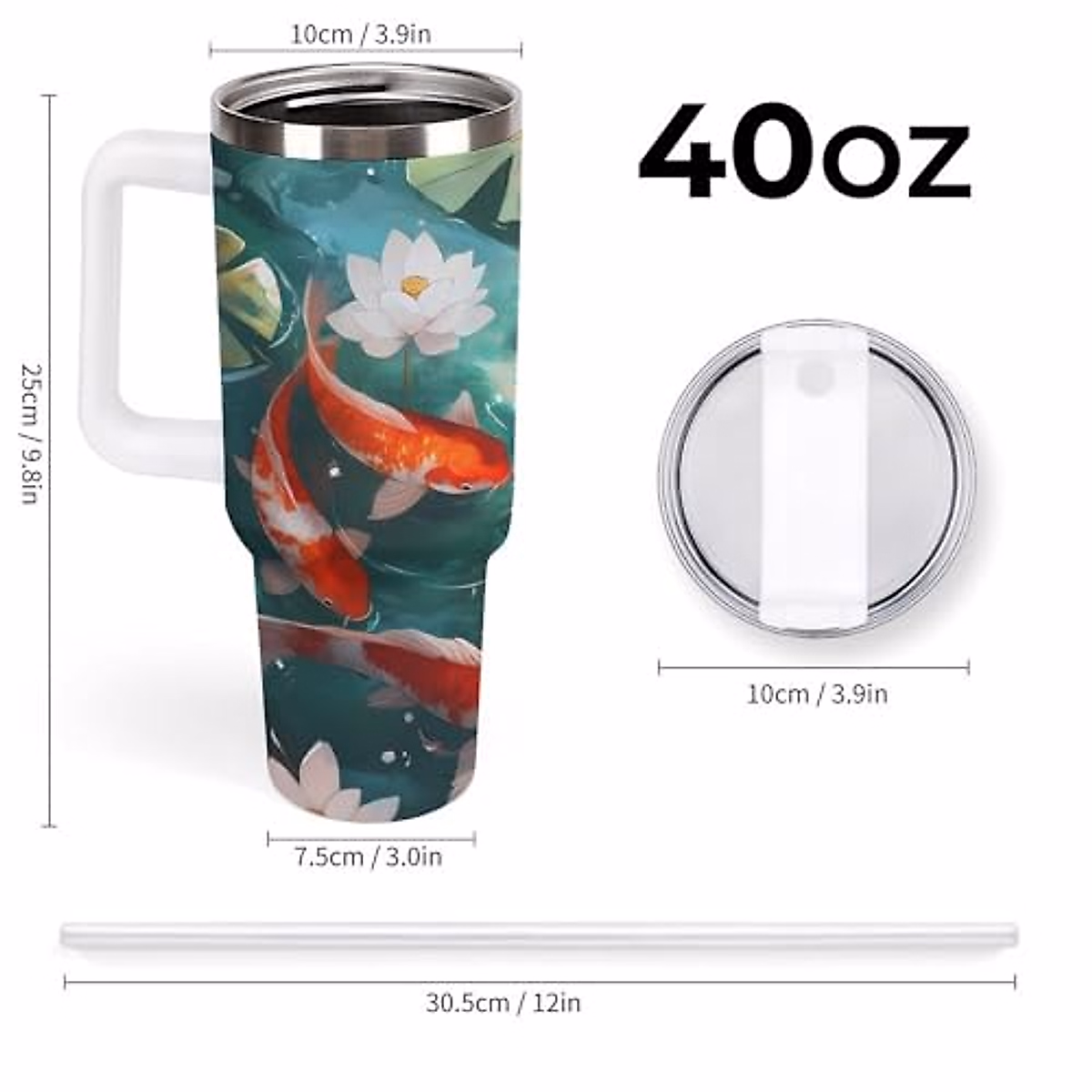 Japanese Fish Tumbler with Handle Travel Mug Water Bottle Tea Coffee Cup White-style