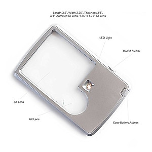 His and Her Pocket Magnifier with Light Bundle - Includes 2 Pocket Magnifying Glasses, Use as 3X Pocket Magnifying Glass with Light, Lighted Magnifying Glass for Reading or 6X Magnifying Lens Loupe