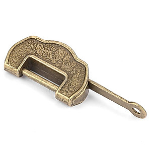 Vintage Antique Padlock Chinese Carved Vintage Zinc Alloy Love Lock Retro Cabinet Lock with Tassel Key for Jewelry Box Drawer (S)