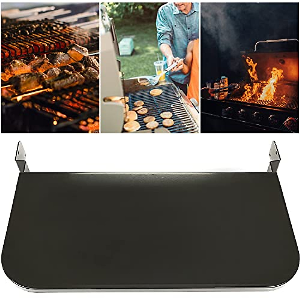 HECASA Black Folding Shelf Pellet Grill Grille Front Shelf Compatible with All 24” Camp Chef Grills Powder Coated Steel Replacement for PGFS24