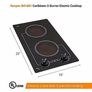 Kenyon B41601 6-1/2-Inch Caribbean 2-Burner Cooktop with Analog Control UL, 120-volt, Black