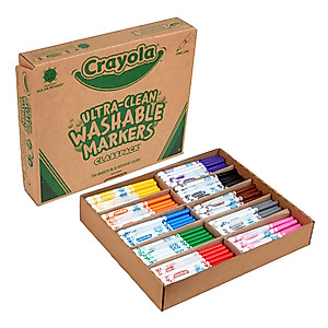 Crayola Ultra Clean Washable Markers Classpack (200 Count), Bulk Markers for Classrooms, School Supplies for Kids, 10 Colors
