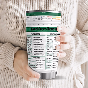 BECHUSKY Excel Tumbler Group Excel Shortcut Tumbler Excel Cheat Sheet Travel Spreadsheet Accounting Student Senior Accountant CPA Gift For Coworker Colleague Friend On Birthday Anniversary Christmas