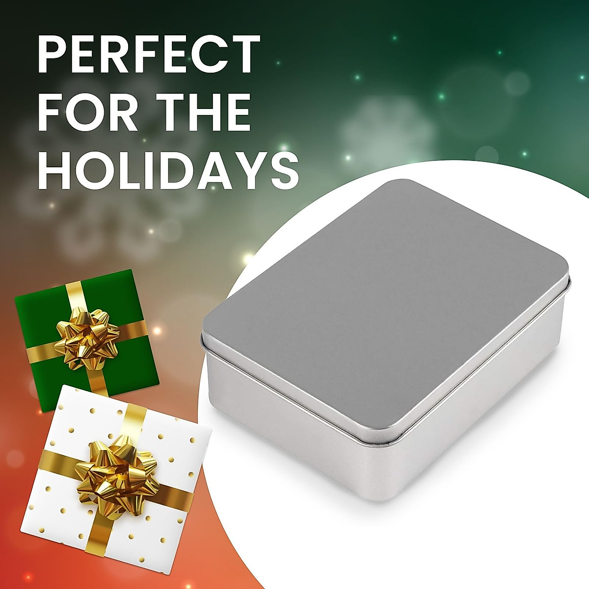 Juvale 6-Pack Gold Metal Cookie Tins with Lids - Small Rectangular Tin Boxes for Gift Giving, Home Organization (4.9x3.7x1.6 In)