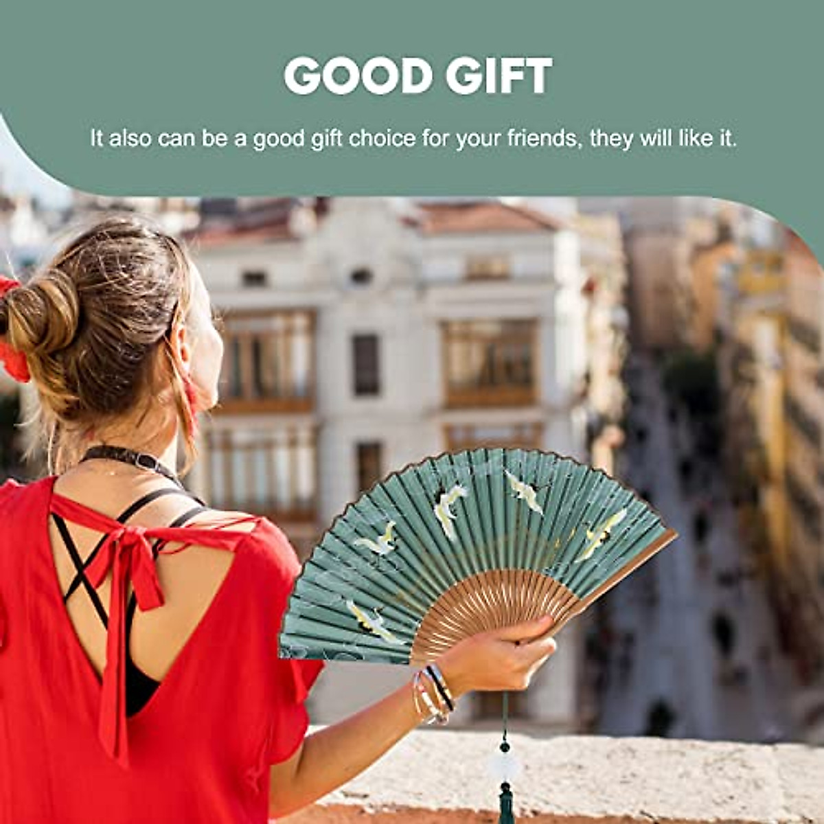 RAZZUM Retro Style Silk Fan Folderable Fan Chinese Style Fan Wall Decoration Costume Collocation Large Wall Decor Fan