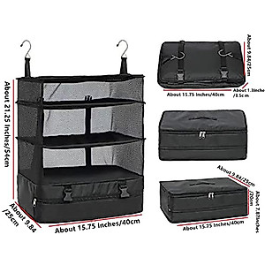 4 Shelf Closet Hanging Organizer, Hanging Closet Storage with Zipper Pocket, Closet Organizers and Storage Shelves for Travel Organizer