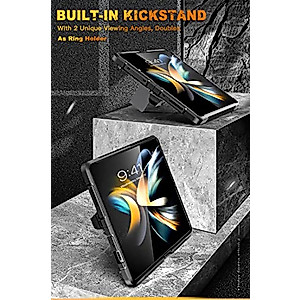 ZtotopCases for Samsung Galaxy Z Fold 4 5G (2022), Full-Body Dual Layer Rugged Case with Built-in Screen Protector & Kickstand & S Pen Slot Drop Protection Shockproof, Black