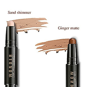 Double-headed Highlight Stick, Contour Stick, Contouring Highlight Stick, Contouring Stick, Concealer, Highlight Stick, Makeup Concealer, Mothers Day Gifts(Dark coffee)