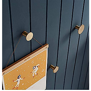 YANGQIHOME Pack of 4, Brushed Brass Decorative Wall Hooks, 32mm x 30mm, for Bathroom,Lavatory,Clothing Store, Hotel, Cafe,Hat,Towel Coat Hook Hangers Wall Mounted (Round)