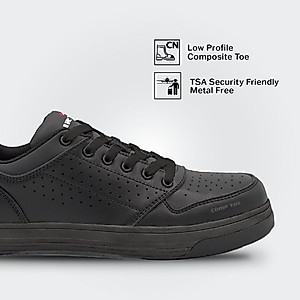 Airwalk Arena Low Top Composite Toe Men’s Industrial Work Shoes, Black/Black, Size 9, Medium, Comfortable & Light Work Shoes for Men, Electric Hazard, Slip Resistant