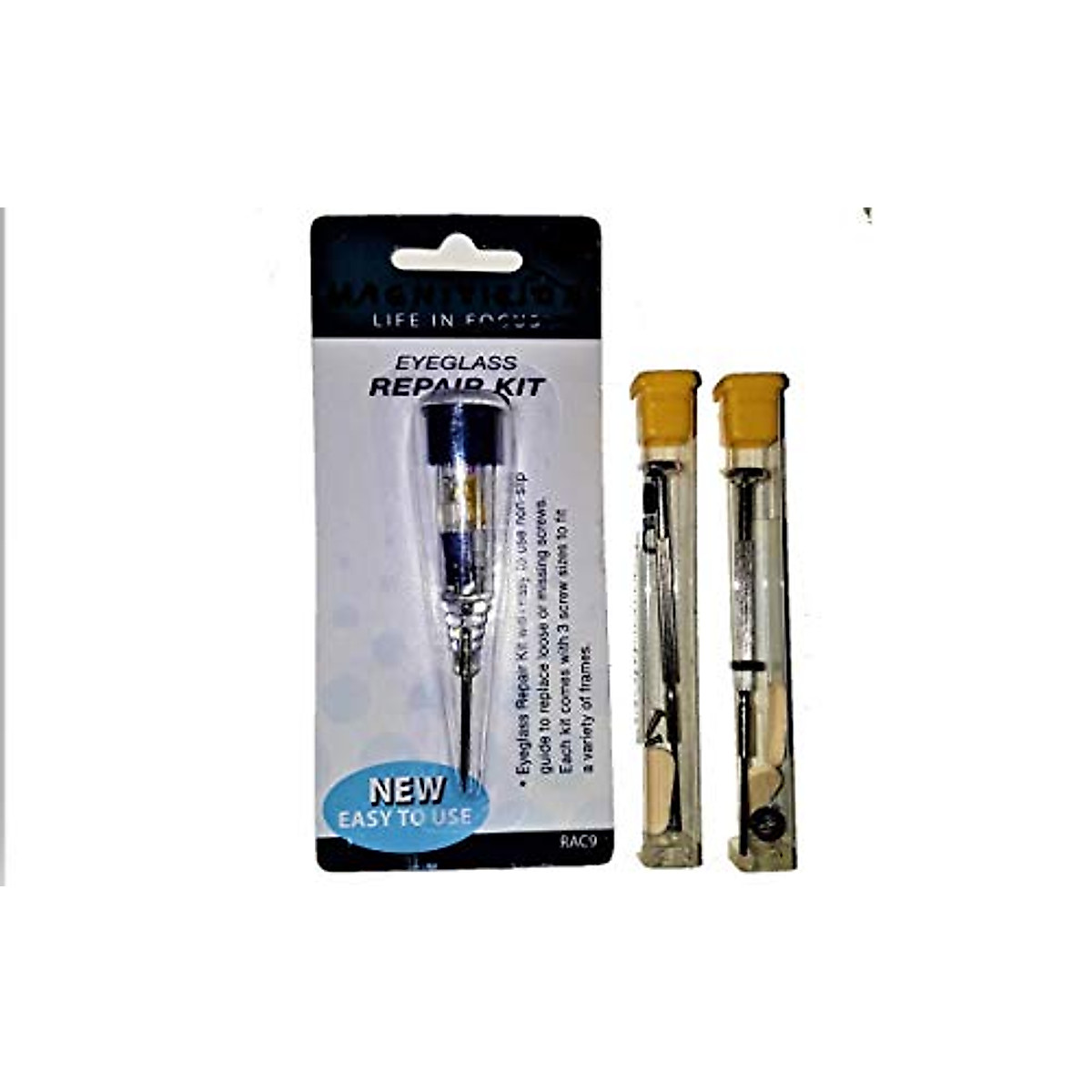 3 Set. Foster Grant Pocket Size Eyeglasses Repair Kits. Includes 3 Screw Drivers, Screws and Small Parts.