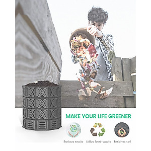 Large Compost Bin - 190 Gallon (720 L) Garden Composter with Better Aeration System, Easy Assembling/BPA Free/Sturdy/Outdoor Compost Tumbler