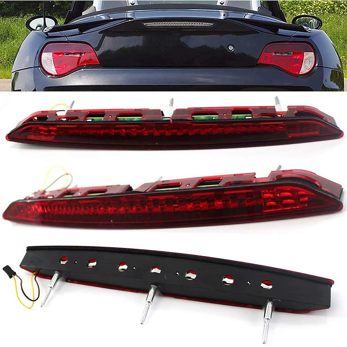 Kqiang 1PCS Red Light Red Lens Trunk 3rd Third Brake Stop Light Rear Lamp Assembly Replacement for BMW E85 Z4 2003-2008 Replaces 63256917378