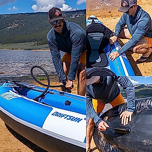 Driftsun Voyager Inflatable Kayak 2 Person Tandem, Foldable Kayaks for Adults Includes 2 Aluminum Paddles, 2 Padded Seats, Double Action Pump and Travel Backpack