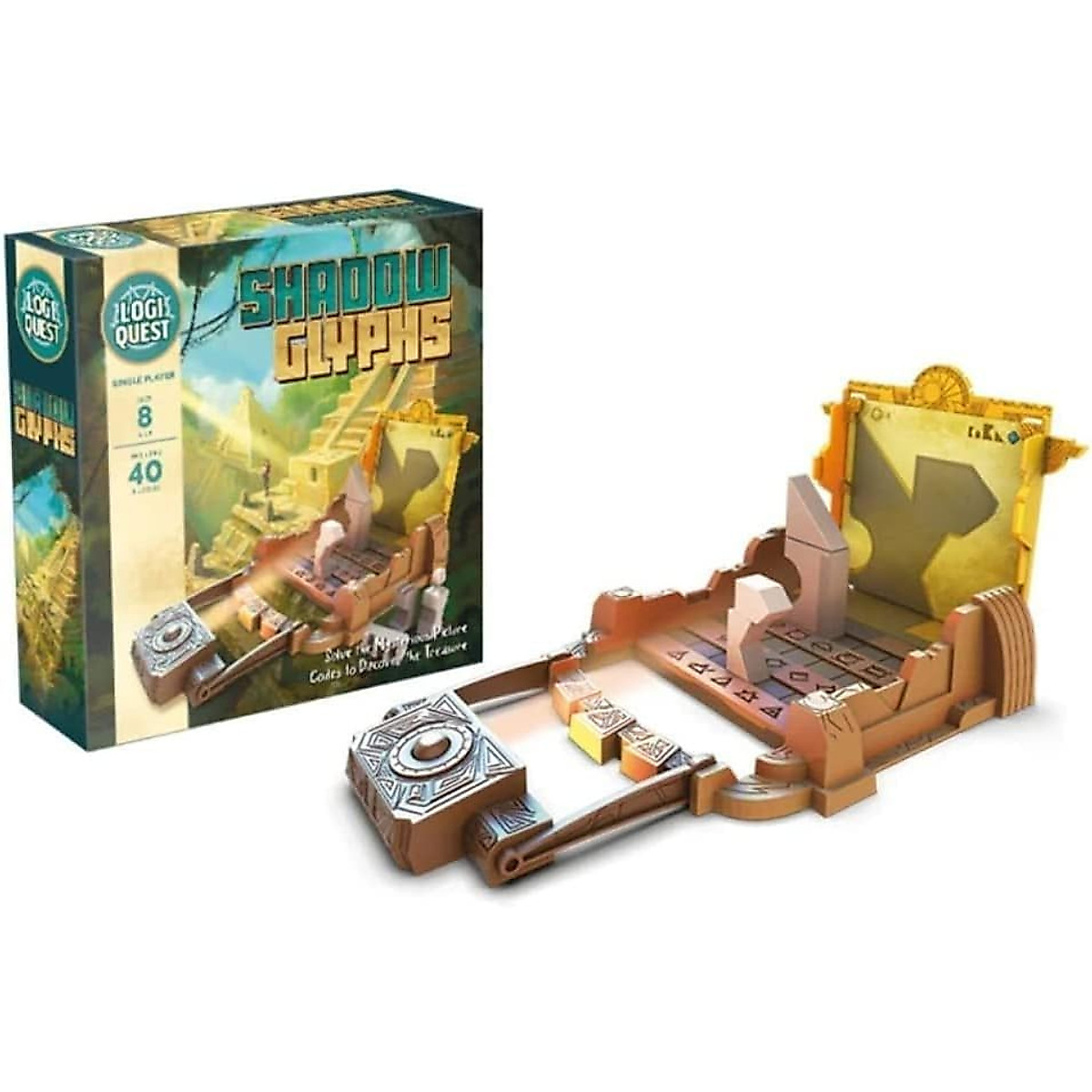 Shadow Glyphs Logic Puzzle Board Game | LogiQuest Puzzle Adventure Game | Kids & Family Puzzle Game | Includes 40 Puzzles | Convenient Portable Case | Ages 8+ | 1 Player | Avg. Playtime 15 Minutes