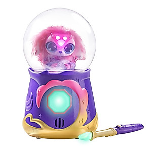 JKNEW Magical Misting Crystal Ball with Interactive 8 inch Blue Plush Toy and 80+ Sounds and Reactions, Electronic Pet, Ages 5+ (Pink)