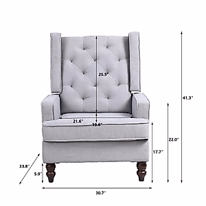 KINFFICT Convertible Accent Rocking Chair, Mid Century Glider Rocker for Baby Nursery, Modern Wingback Armchair for Living Room, Bedroom, Two Types of Leg, Light Gray