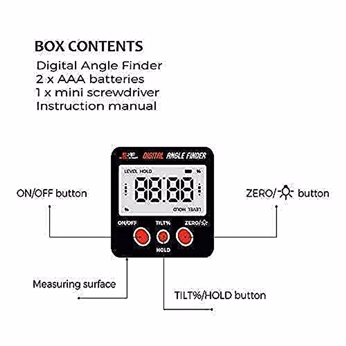 Digital Angle Finder Tool 7 Inch / 180 mm with Pouch/Digital Angle Finder Gauge with Magnetic Base and Backlight Bundle for Woodworking Measurement, Angle Measuring Tool by S&F STEAD & FAST