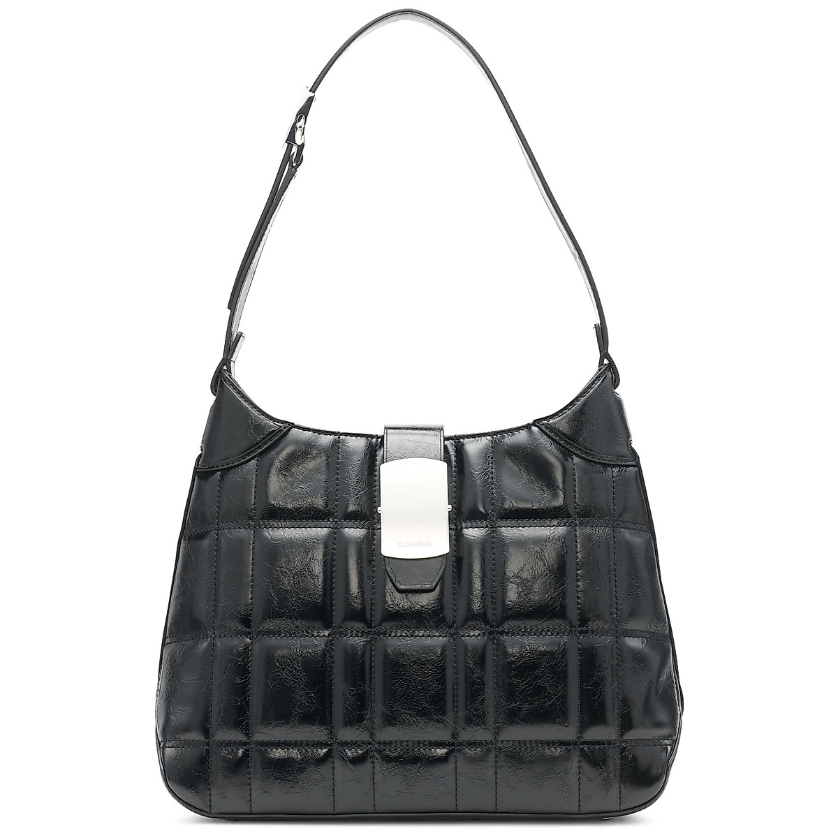 Calvin Klein Frankie Shoulder Bag, Black Quilted Grid