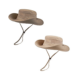 UTTPLL Sun Hat for Men Women Waterproof Hats UPF 50+ Sun Protection Hat with Breathable Safari Windproof Fishing Hat Khaki& Beige