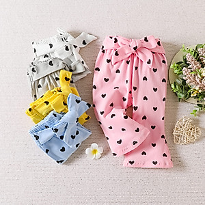 U·nikaka Toddler Baby Pants Leggings for Girl 5-Pack with Belt Heart Print Cotton in Grey White Blue Orange and Pink 18 Months