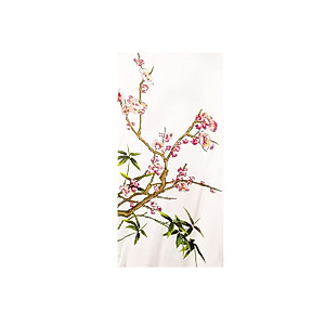 Kwedhonjh women's 100% silk kimono, short bathrobe pajamas, kimono pajamas (Plum white)