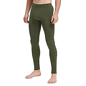 Willit Men's Active Yoga Leggings Pants Running Dance Tights with Pockets Cycling Workout Pants Quick Dry Army Green S