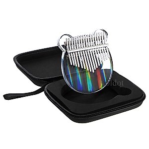 Rainbow Clear Kalimba Thumb Piano Bear Shaped 17 Key Solid Finger Piano Transparent Body Cute Crystal Acrylic Kalimba With Hard Case Gifts with Tuning Hammer