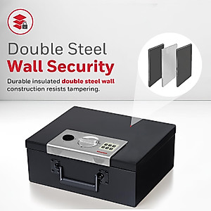 Honeywell Safes & Door Locks 6108 Fire Resistant Steel Security Safe Box with Digital Lock, 0.26-Cubic Feet, Black