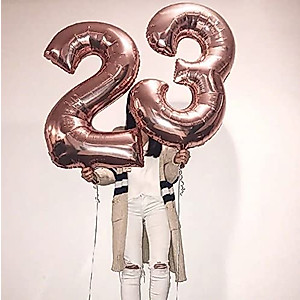 KUNGOON 75th Birthday Balloon,Rose Gold Number 75 Mylar Balloon,Funny 75th Birthday/Wedding Anniversary Crown Aluminum Foil Balloon Decoration for Women/Men.
