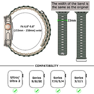 Anlinser Bands Compatible with Apple Watch Band 49mm 45mm 44mm 42mm, Adjustable Sport Loop Designed for Apple Watch Ultra 2/Ultra SE Series 9 8 7 6 5 4 3 (Gray Green/Khaki)