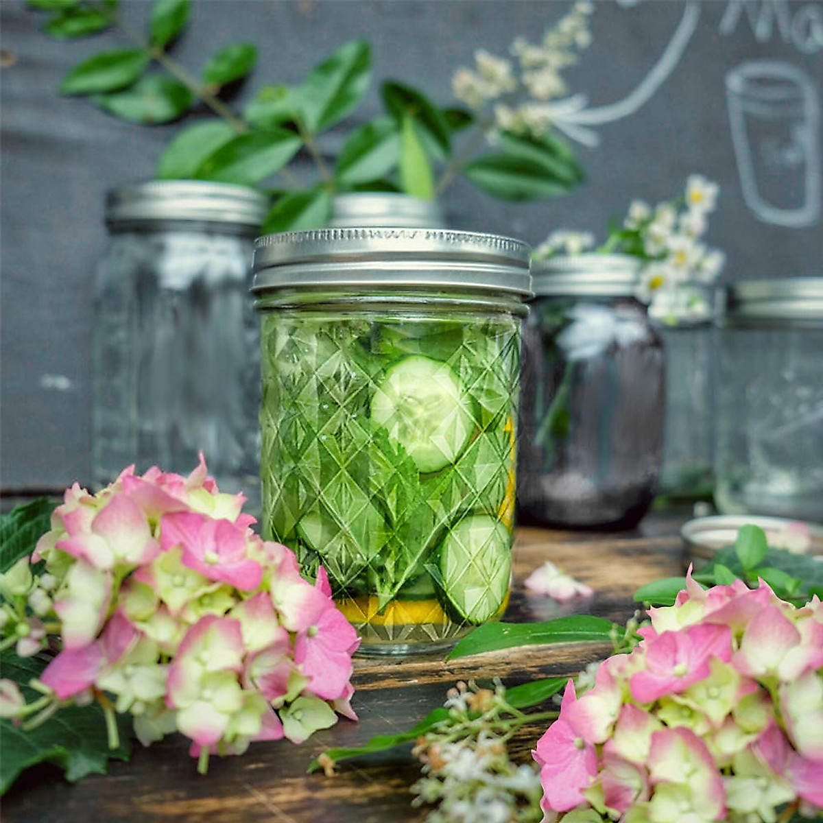 SKOCHE Mason Jars 8 oz 24 Pack Canning Jars with Airtight Lids and Bands, Ideal for Fermenting, Pickling, DIY Decors, Fruit Preserves, Jam or Jelly, 24 Labels Included