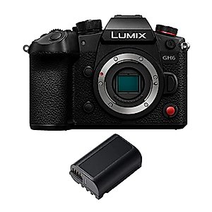 Panasonic LUMIX GH6 Mirrorless Camera Body with Panasonic DMW-BLK22 7.4V 3050mAh Lithium-ion Battery Pack for LUMIX S5, GH5, G9, GH5s Bundle (2 Items)